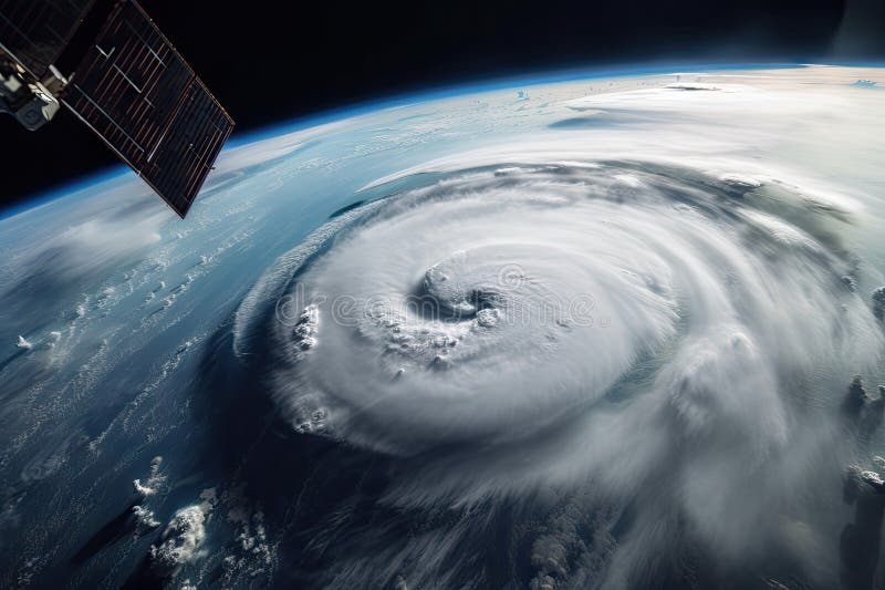Close-up of Hurricane, with Clouds Swirling and Rain Pouring Down Stock ...