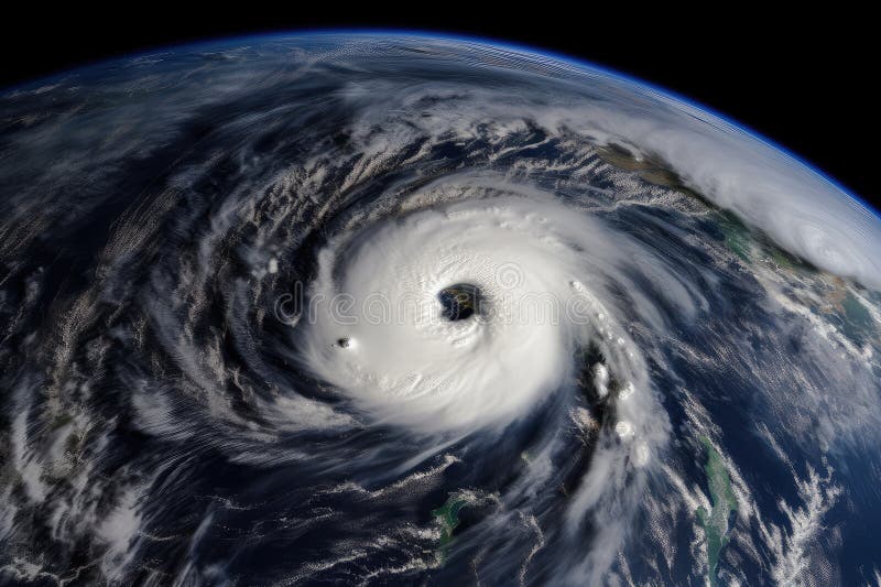 Close-up of a Hurricane, with Strong Winds and Rain Visible Stock ...