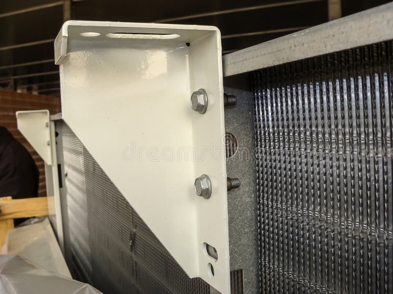Close-up of an HVAC System Showing the Framework, White Brackets, and ...