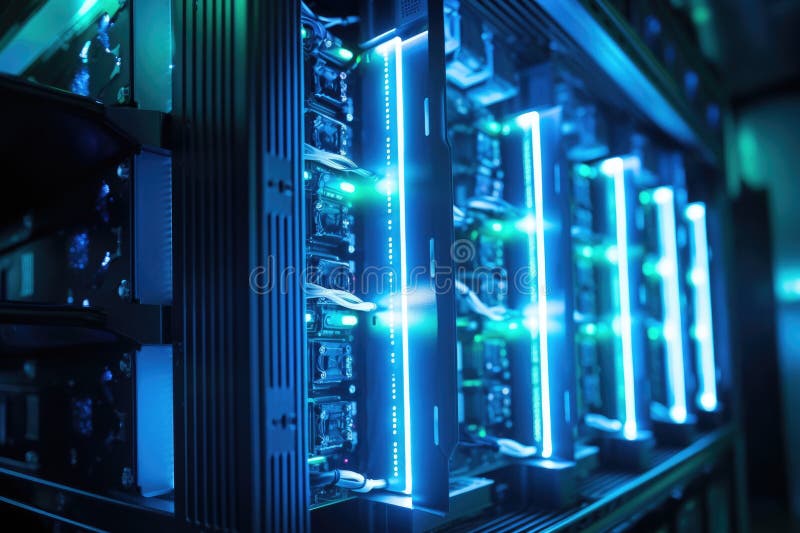 Close-up of Hybrid Storage Solution Led Lights Blinking Stock Photo ...