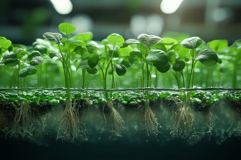 A Close Up of Hydroponic Roots Growing in Clear Water Stock Illustration - Illustration of ...