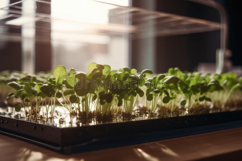 Close-up of a Hydroponic System, with Delicate Sprouts Growing in the ...