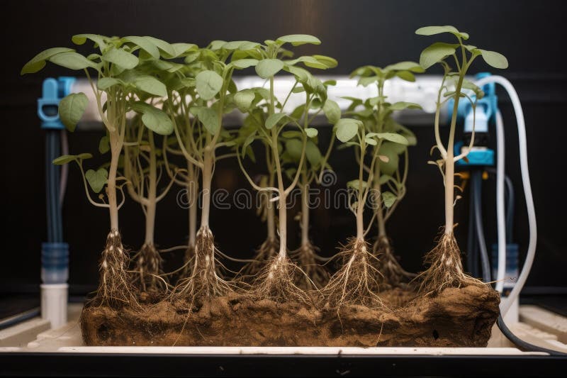 Close-up of Hydroponic System with the Roots of Plants Visible Stock ...