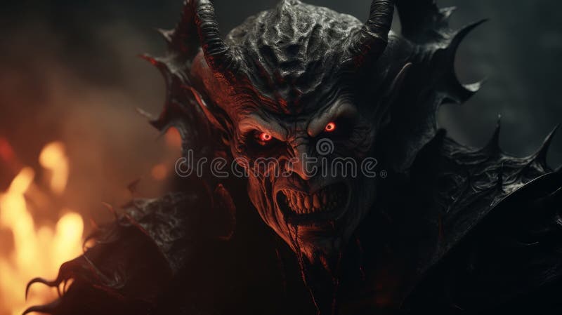 Realistic Devil in Fire: Video Game Wallpapers Stock Illustration ...