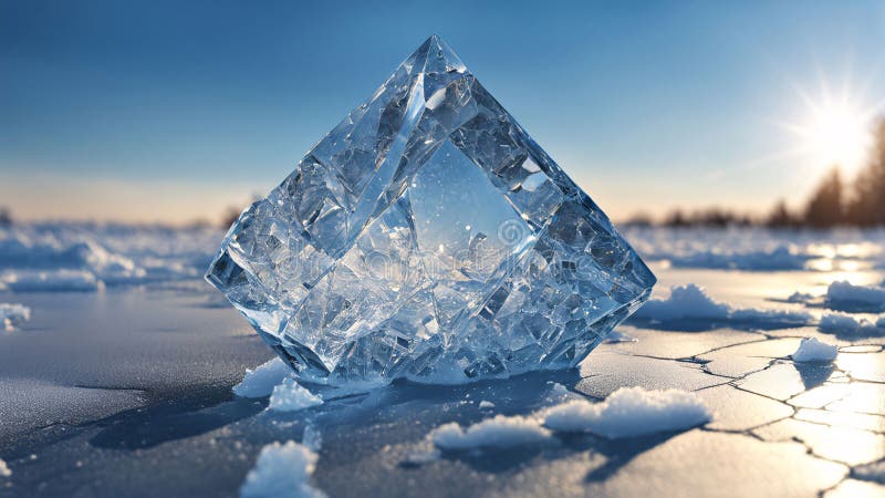 Close-up of Ice Chunks on a Cracked Ice Surface. it S a Beautiful ...