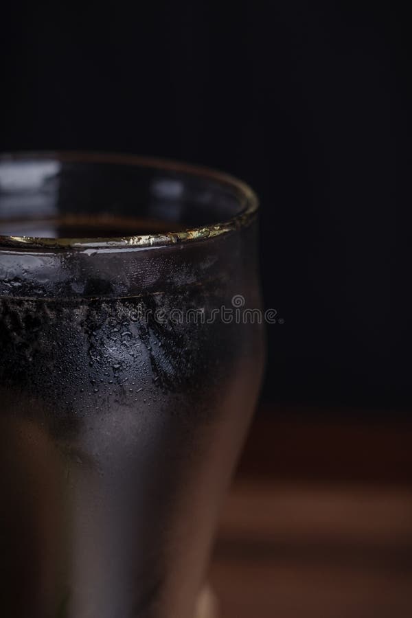 Close Up Ice Cola in Glass and Bubble Soda on Black Stock Image - Image ...