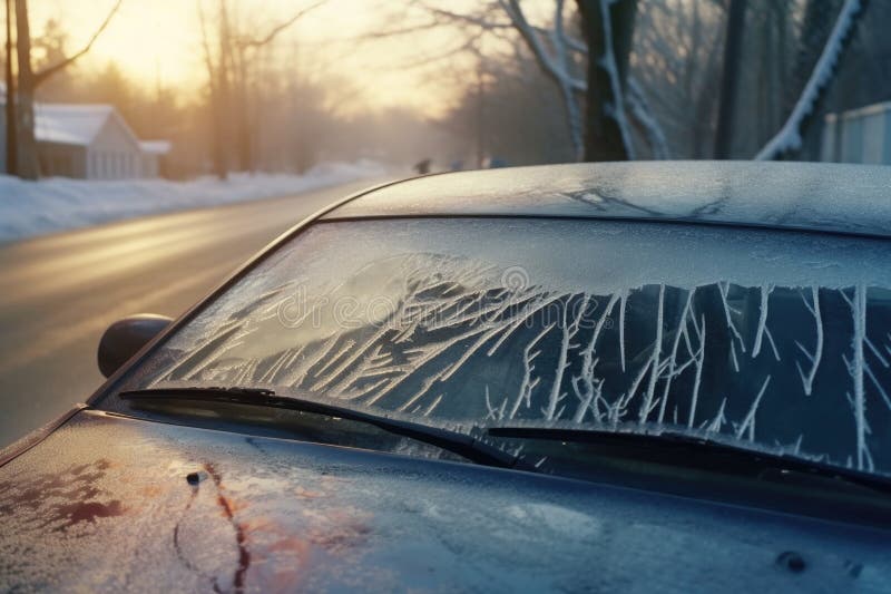 Close-up of Ice-covered Windshield Wipers on Car Stock Illustration ...