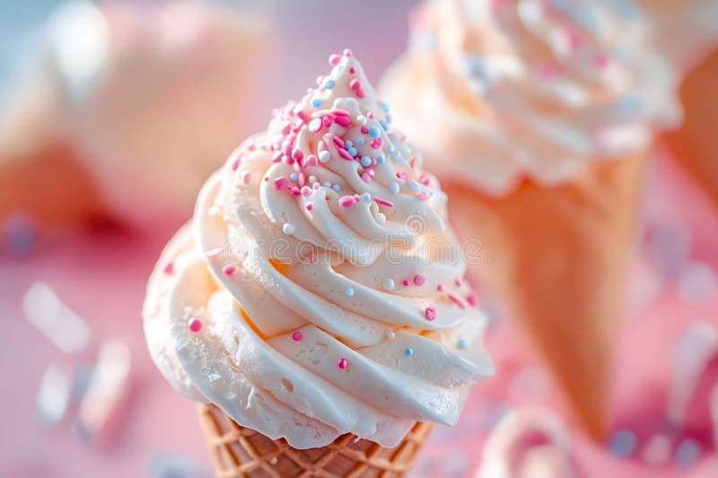 A Close Up of an Ice Cream Cone with Sprinkles on Top Stock Photo ...