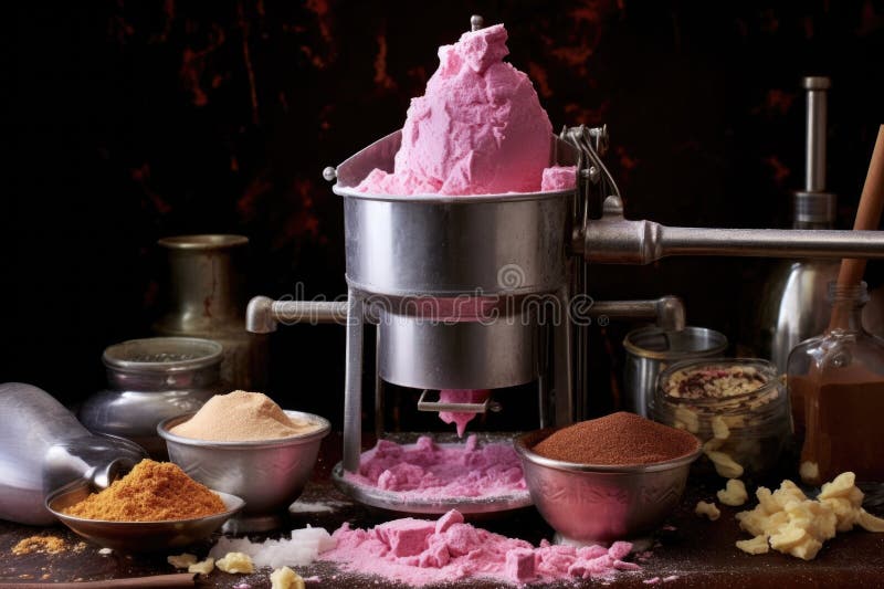 Close-up of Ice Cream Maker Churning Ingredients Stock Illustration ...