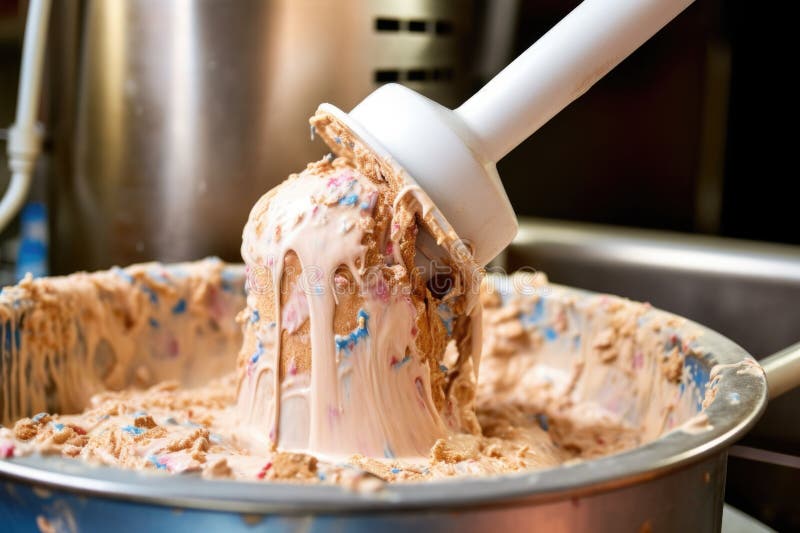 Close-up of Ice Cream Maker Churning Mixture Stock Photo - Image of ...