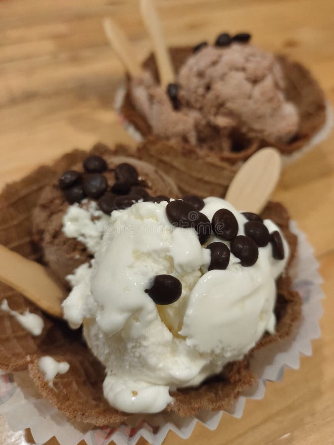 Ice cream on the table stock photo. Image of cold, baked - 169709812