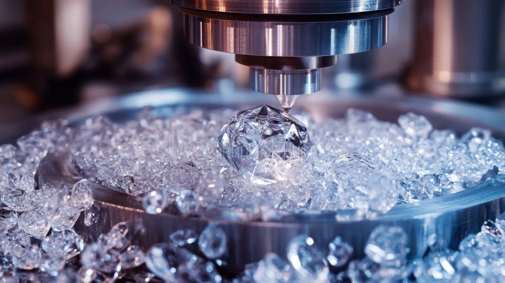Close-up of Ice Crystal Precision Cutting Machine Stock Illustration ...
