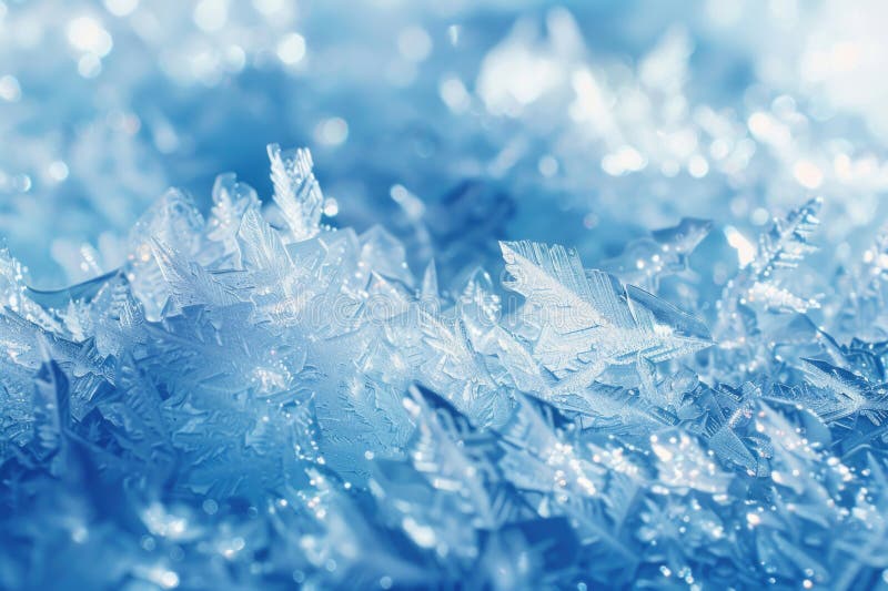 Close-up of Ice Crystals on a Frozen Lake Ice during Winter Time. Plant ...