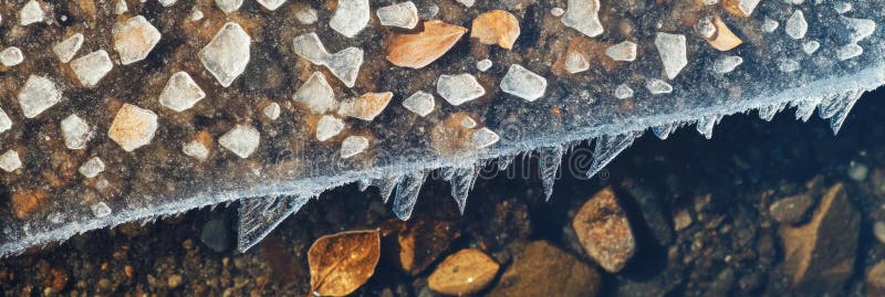 Close-up of Ice Crystals on Rock Surface Showing Winter Frozen Nature ...