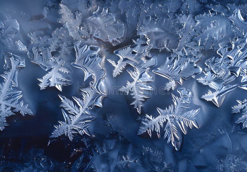 Intricate Ice Crystal Patterns on Blue Background Stock Illustration ...