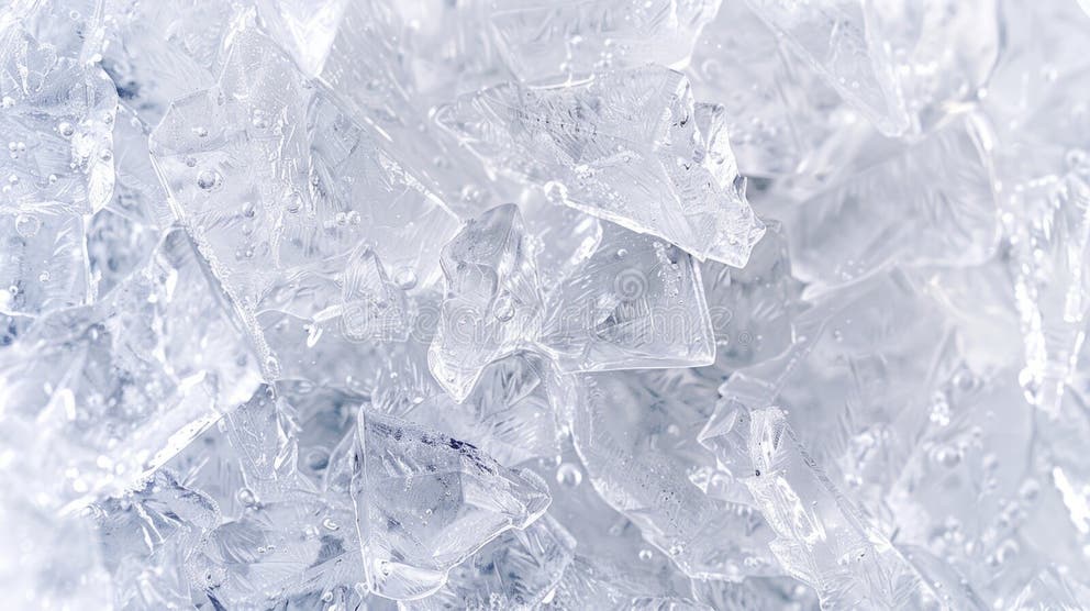 Close-up of Ice Crystals with Visible Texture and Bubbles, Creating a ...