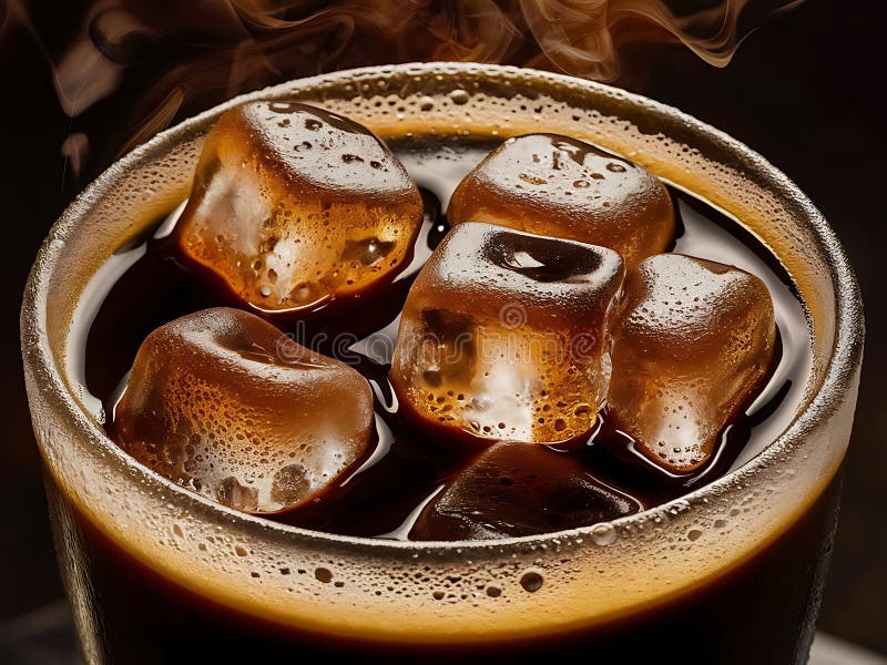 Close-up of Ice Cubes Floating in Refreshing Cold Brew Coffee Stock Illustration - Illustration ...