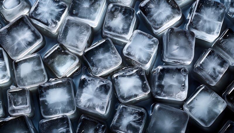 Close-up Ice Cubes in a Top-down Seamless Pattern, Muted Colors with a ...