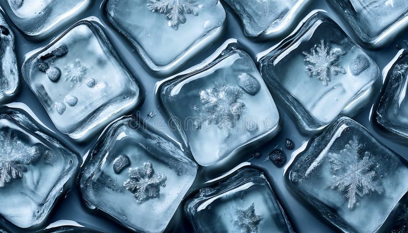 Close-up Ice Cubes in a Top-down Seamless Pattern, Muted Colors with a ...