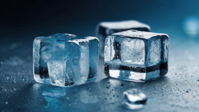 Close-up of Ice Cubes, Transparent and Shiny, Reflecting Light ...