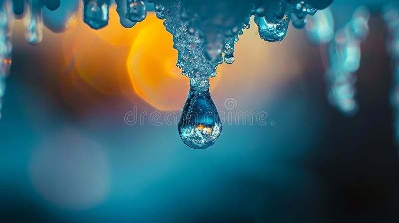 A Close Up of an Ice Drop with Icicles Stock Photo - Image of fluid ...