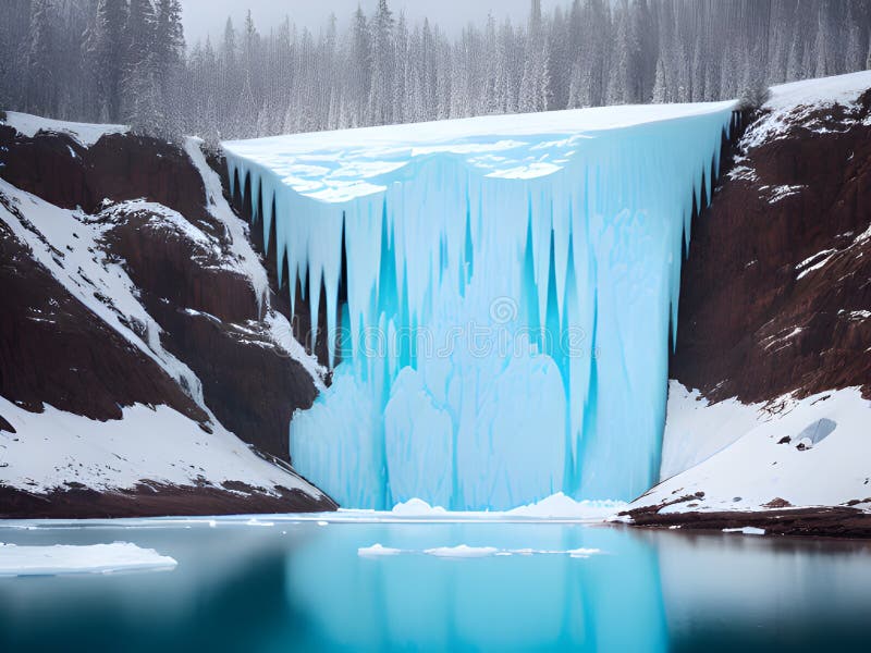 Close Up Ice Lake in the Winter , Ai Generated Stock Illustration ...