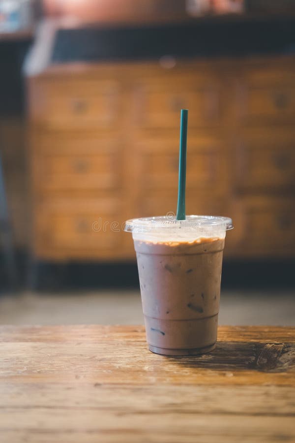 Close-up of Iced Mocha Coffee on Table Stock Image - Image of detail ...