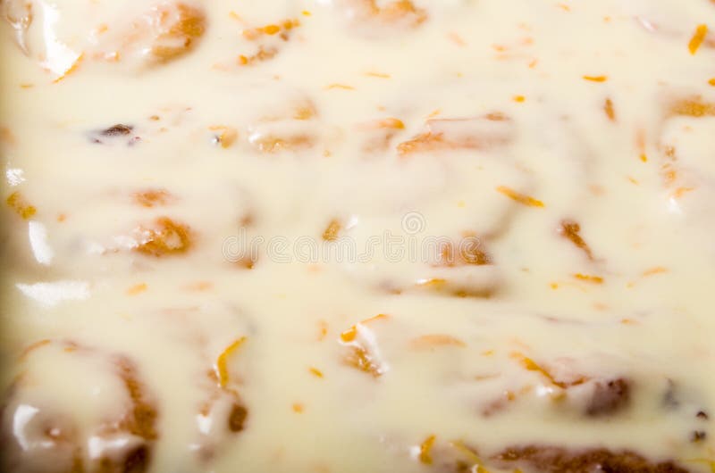 Close Up of Icing on Sweet Rolls Stock Image - Image of dried, spices ...