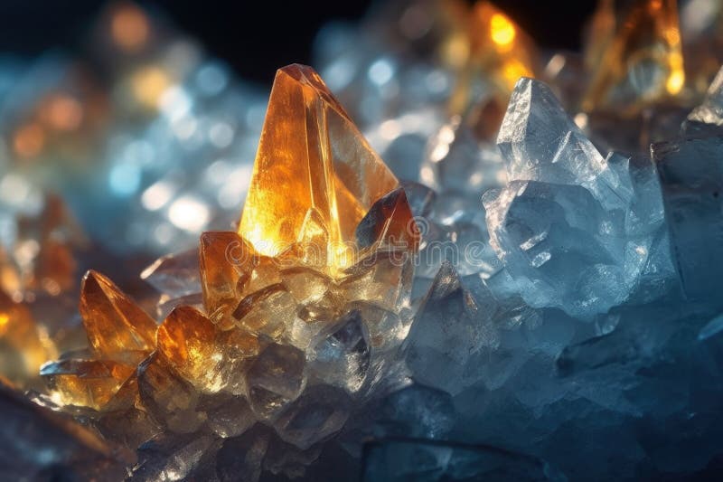 Close-up of Icy Crystals Illuminated by Sunlight Stock Illustration ...