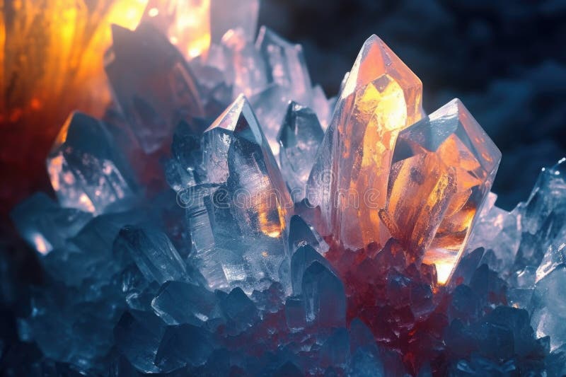 Close-up of Icy Crystals Illuminated by Sunlight Stock Image - Image of ...