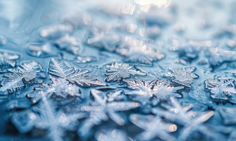 Close-up of Icy Patterns Forming on the Surface of a Frozen Lake Stock ...