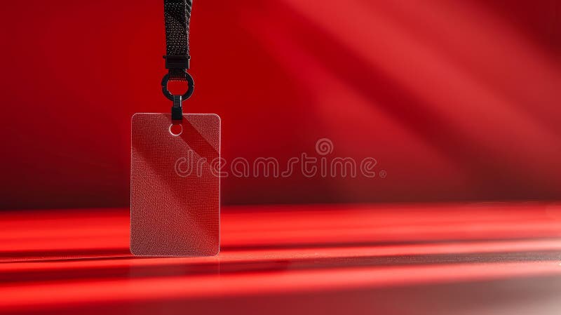 Close-up of an ID Badge on a Lanyard Against a Red Background. Stock ...