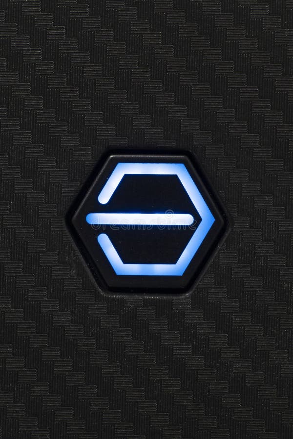 Close Up of an Illuminated Blue Power Switch Stock Photo - Image of ...