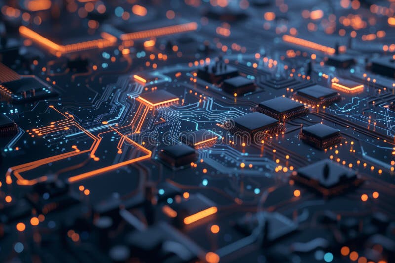 Close-up of Illuminated Circuitry Stock Image - Image of abstract ...