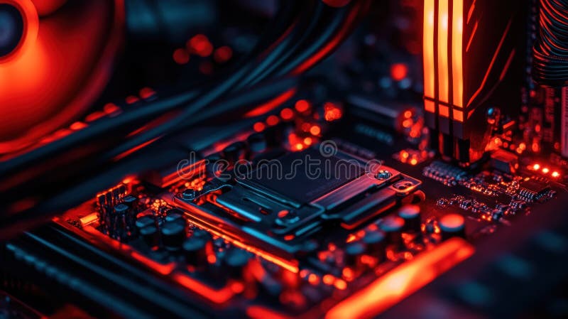 Red Hot Gaming PC Motherboard Stock Illustration - Illustration of connection, hardware: 387911865