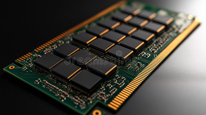 Close-up of an Illuminated CPU on a Circuit Board with Traces and ...