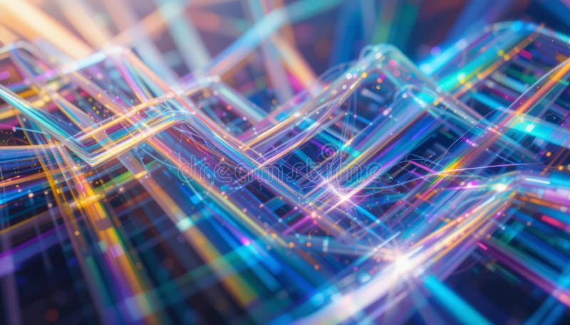 Close-up of Illuminated Electrical Circuit Paths with Glowing ...