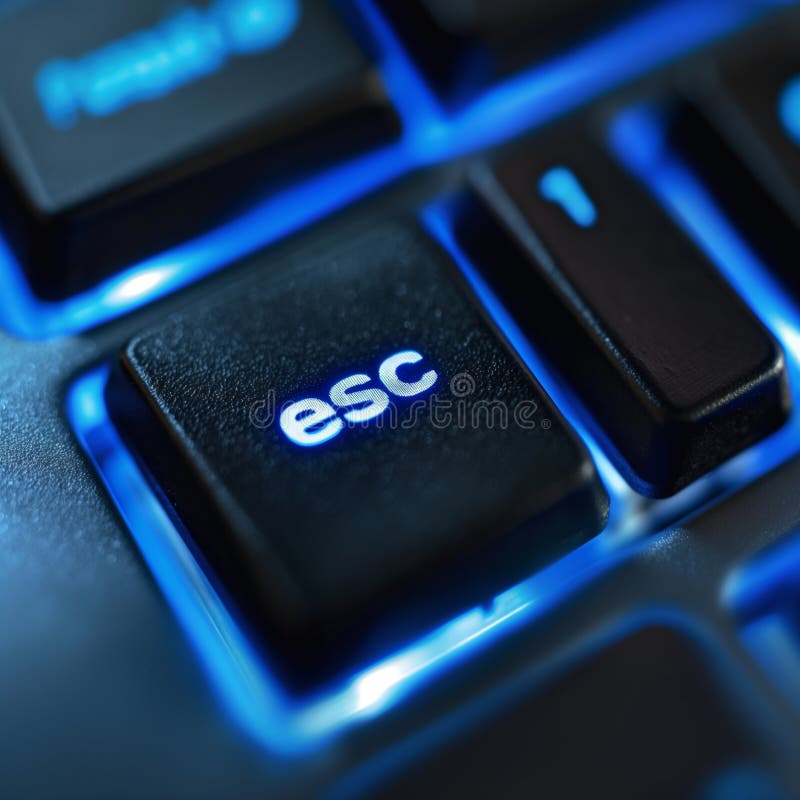 Escape Key on Backlit Keyboard Stock Image - Image of light, technology ...