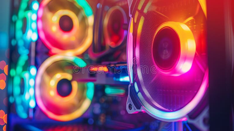 Close-up of an Illuminated Gaming PC Interior. Stock Photo - Image of ...