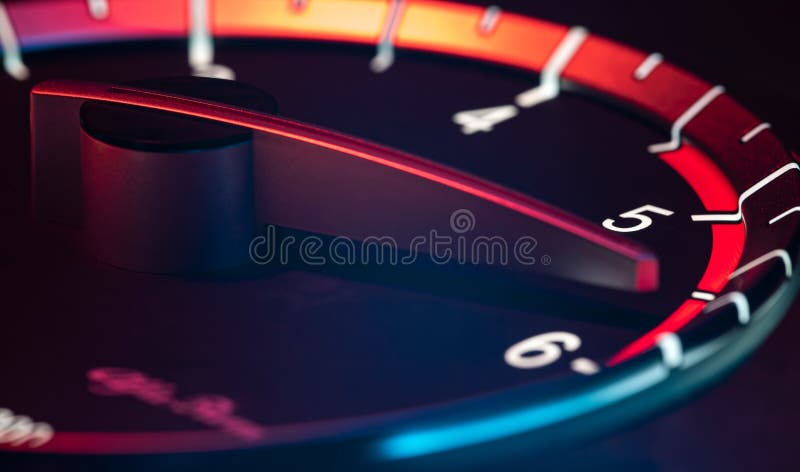 Close-up of Illuminated Speedometer Dial Pointing To Five Stock ... Close-up of Illuminated Speedometer Dial Pointing To Five Stock ...