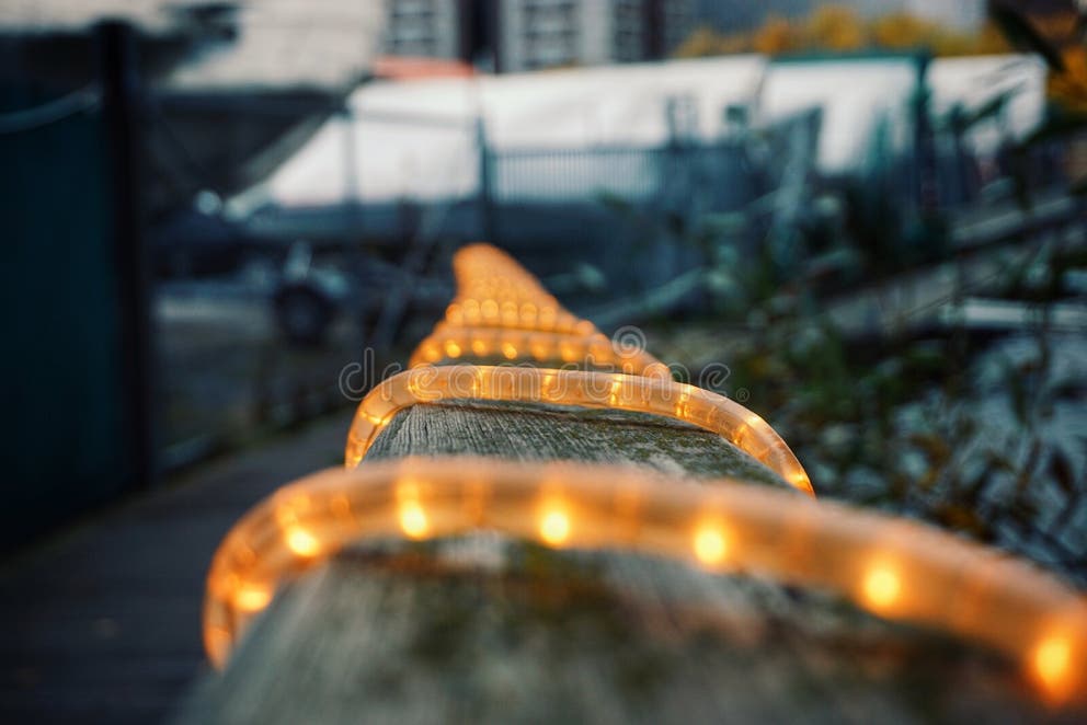 Close-up of Illuminated String of Light Stock Image - Image of blue ...