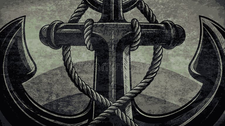 Close-up Illustration of an Anchor in Retro Style. Stock Illustration ...