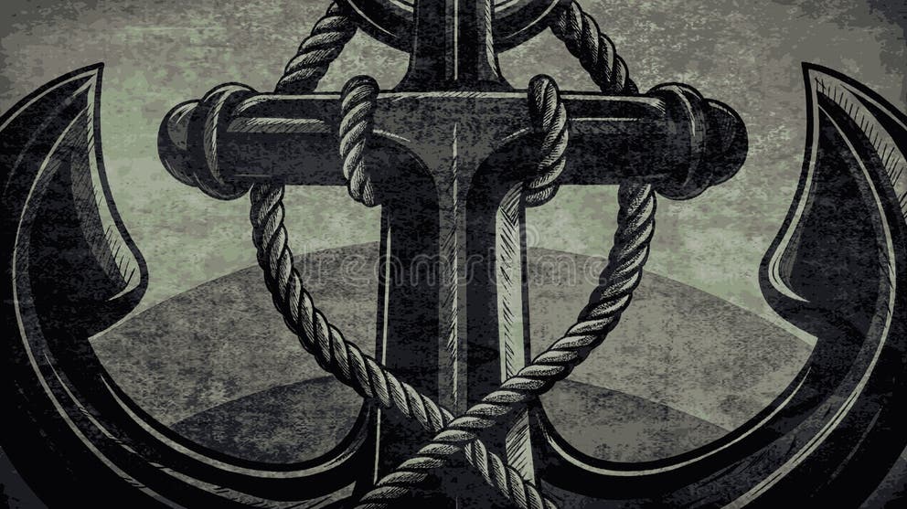 Close-up Illustration of an Anchor in Retro Style. Stock Illustration ...