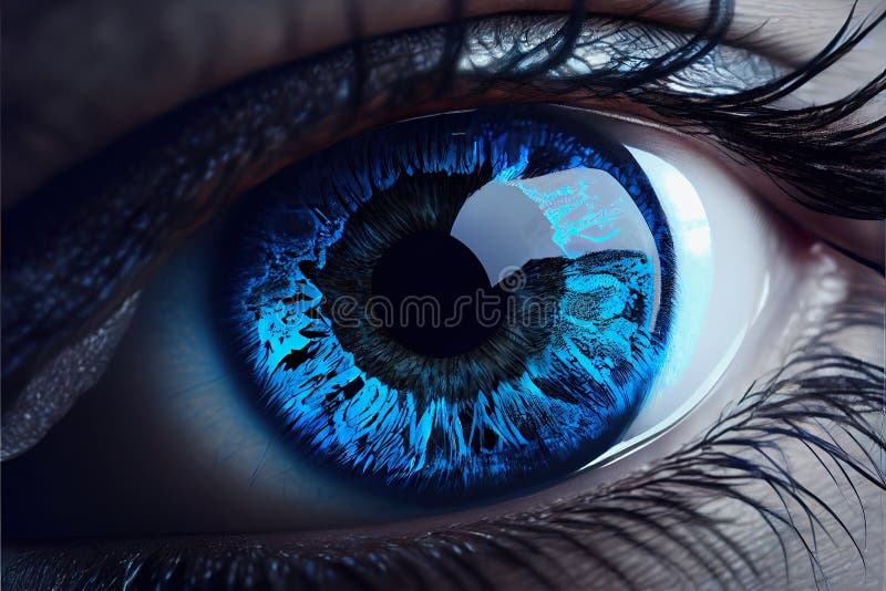 Close Up Illustration of a Beautiful Blue Eye, Ai Generated Stock ...