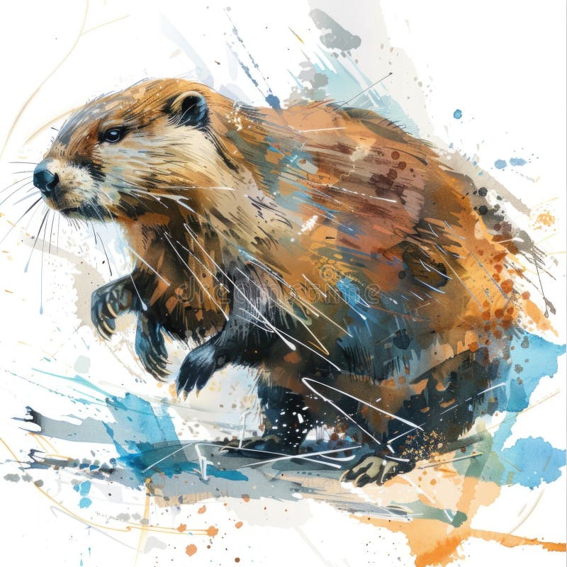 A Close-up Illustration of a Beaver S Face on a White Background Stock ...