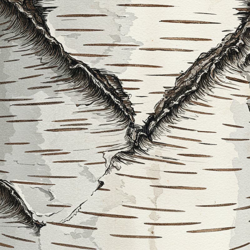 Close-up Illustration of Birch Bark, Featuring Detailed Textures and ...