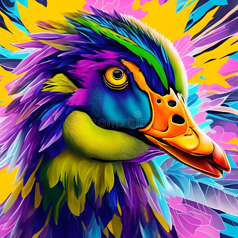 Close-up Illustration of a Colorful Duck Stock Illustration ...
