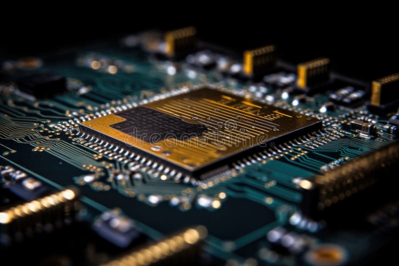 Close-up Illustration of a Computer Chip. Modern Technologies Stock ...