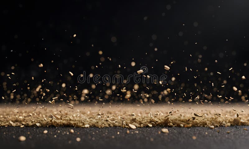 Close-up Illustration of Debris and Dust Falling on a Black Backdrop ...