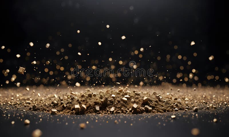 Close-up Illustration of Debris and Dust Falling on a Black Backdrop ...